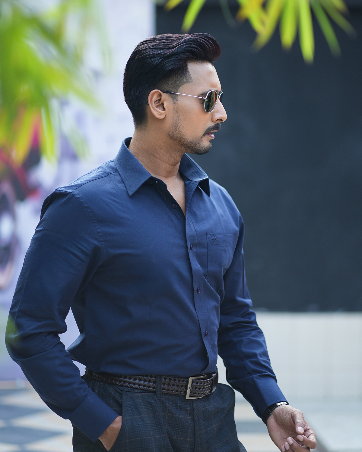 Menova 100% Cotton Navy Blue Fancy Slim Fit Shirt With Pocket - Menova ...